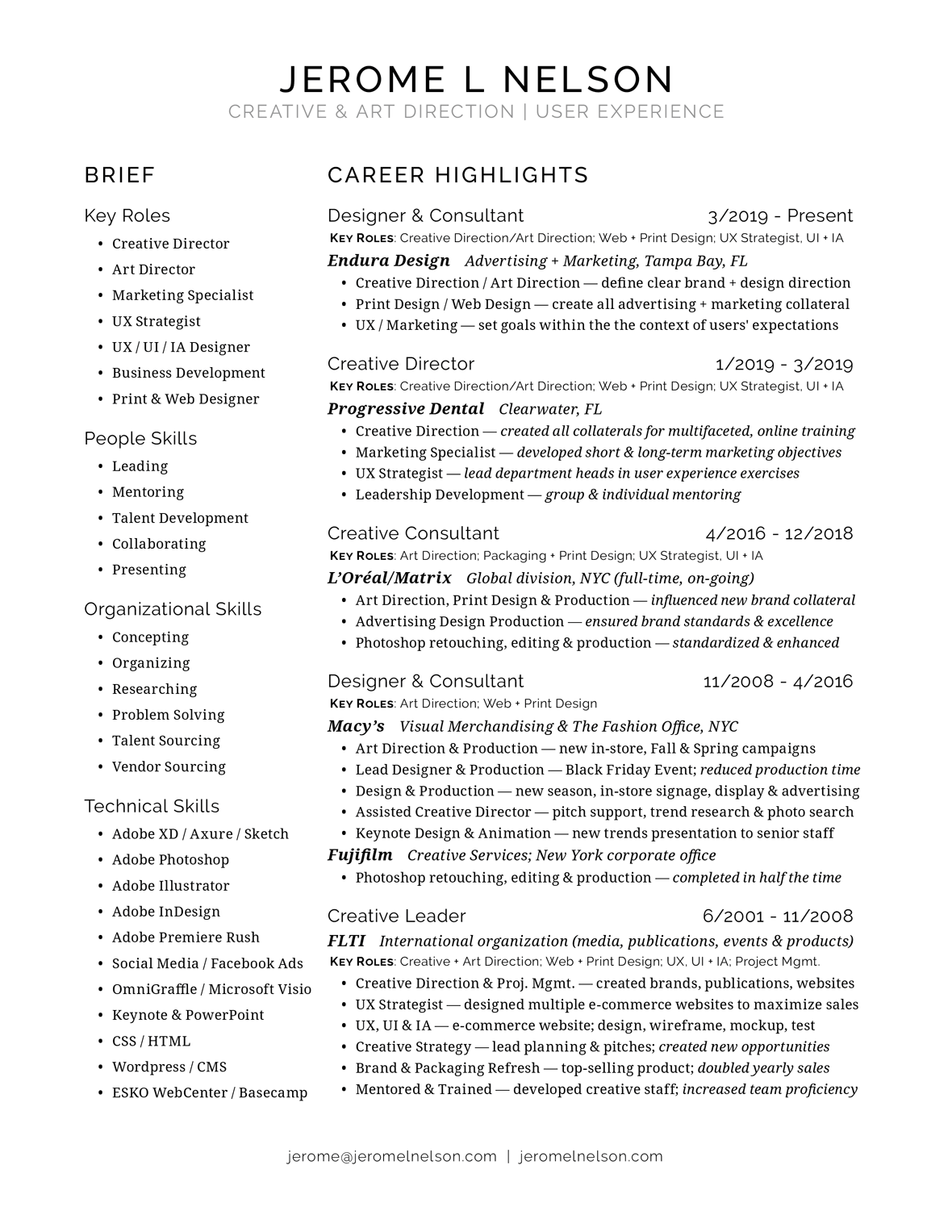 RÉSUMÉ – Jerome L. Nelson – LUXURY | FASHION | BEAUTY